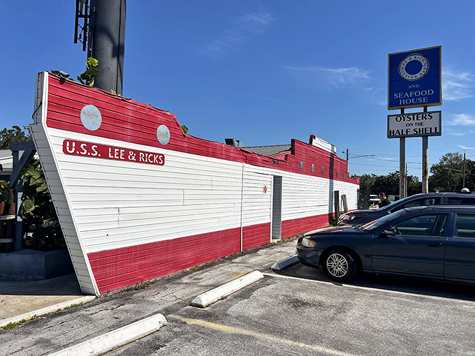 The U.S.S. Lee & Rick's sails proudly on Old Winter Garden Road, its boat-shaped exterior promising seafood treasures within. No fancy harbor needed.