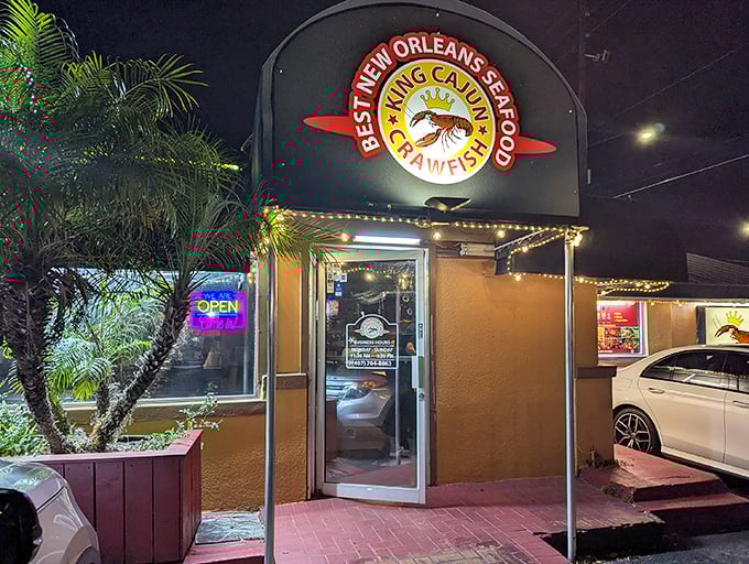 The unassuming exterior of King Cajun Crawfish proves once again that culinary treasures often hide in plain sight. Florida's seafood gems don't need fancy facades.