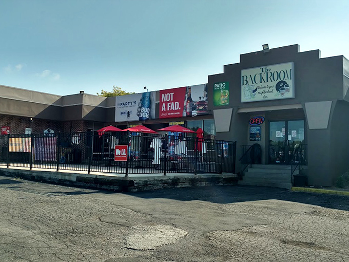 The exterior promises good times with those cheerful umbrellas &ndash; like a backyard BBQ that got its own building.