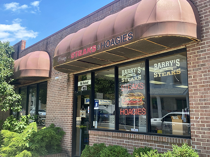 The brick-and-mortar temple of cheesesteak worship, where the modest exterior belies the culinary treasures within. No fancy frills needed when the food speaks this loudly.