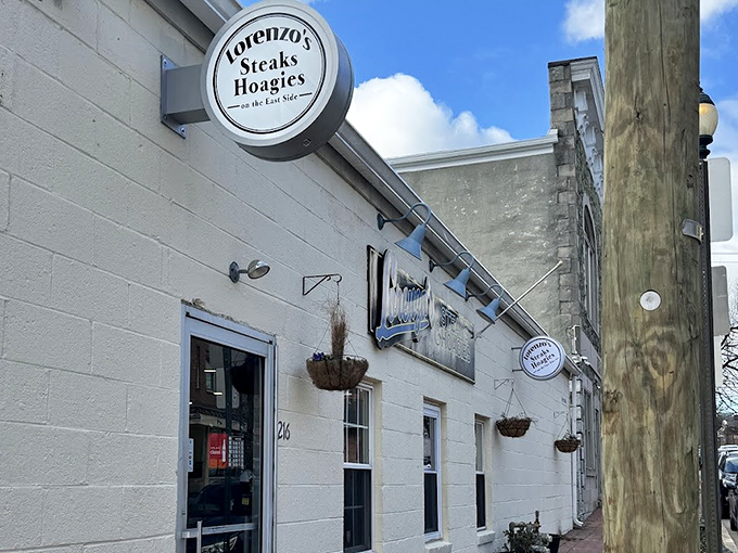 The unassuming exterior of Lorenzo's Steaks and Hoagies proves once again that culinary treasures often hide behind the simplest facades.