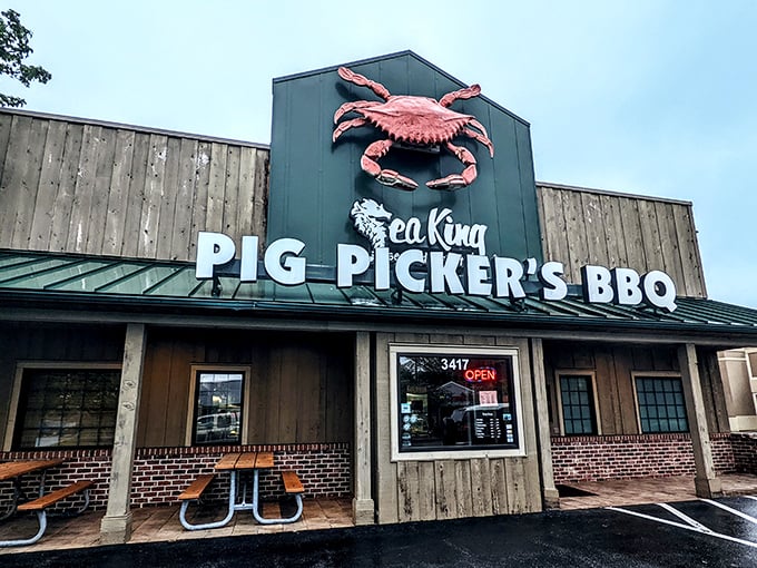 The unmistakable pink crab perched atop Sea King beckons seafood lovers like a maritime lighthouse for the hungry and hopeful.