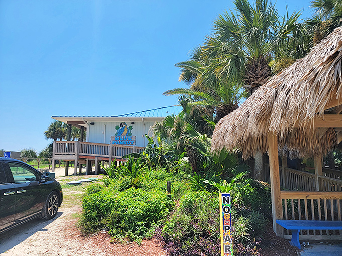 Where thatched roofs meet turquoise waters&mdash;the Blue Parrot's beachfront entrance promises Florida coastal dining without a hint of pretension.