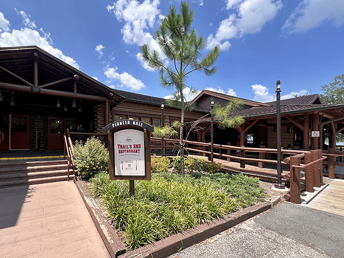 This rustic frontier outpost beckons with promises of hearty meals and genuine hospitality waiting inside.