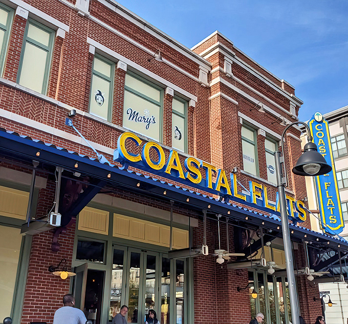 Coastal Flats glows like a beacon at twilight, its brick fa&ccedil;ade and blue awnings promising seafood salvation in suburban Maryland.