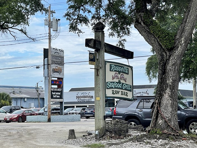 The unassuming sign that marks the spot where seafood dreams come true. Like finding a treasure map where X marks the spot for your taste buds.
