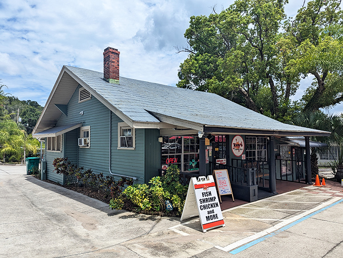 The unassuming blue cottage exterior of Tony's Clam Chowder belies the culinary treasures within. Florida's best-kept seafood secret hides in plain sight.