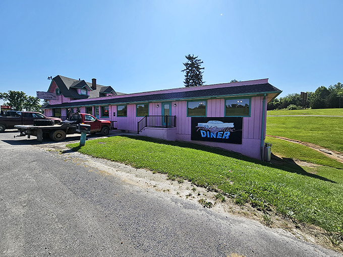 That unmistakable pink exterior isn't just eye-catching &ndash; it's a beacon calling all burger lovers home.