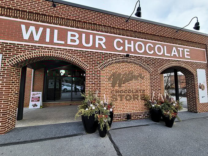 The brick façade of Wilbur Chocolate beckons like a temple to cocoa devotees. This isn't just a store—it's a Pennsylvania pilgrimage site for the sweet-toothed faithful.