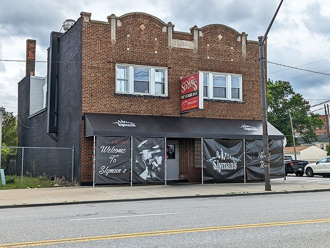 The iconic red Slyman's sign has been beckoning Cleveland sandwich enthusiasts since LBJ was in office. No fancy frills, just a promise of legendary corned beef.