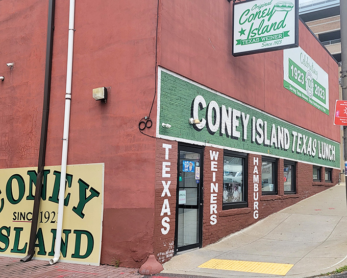 The iconic red exterior of Coney Island of Scranton stands as a beacon of culinary tradition, promising Texas Weiners that have satisfied hungry Pennsylvanians for generations.
