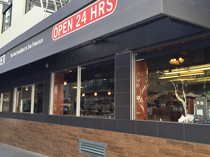 The glowing "OPEN 24 HRS" sign isn't just illuminating the street&mdash;it's a beacon of hope for hungry night owls and early birds alike.