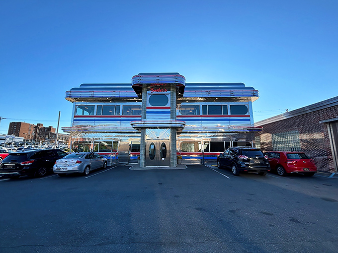 The mothership has landed! Goobers' gleaming chrome exterior isn't just a diner&mdash;it's a time machine with a side of pancakes waiting inside.