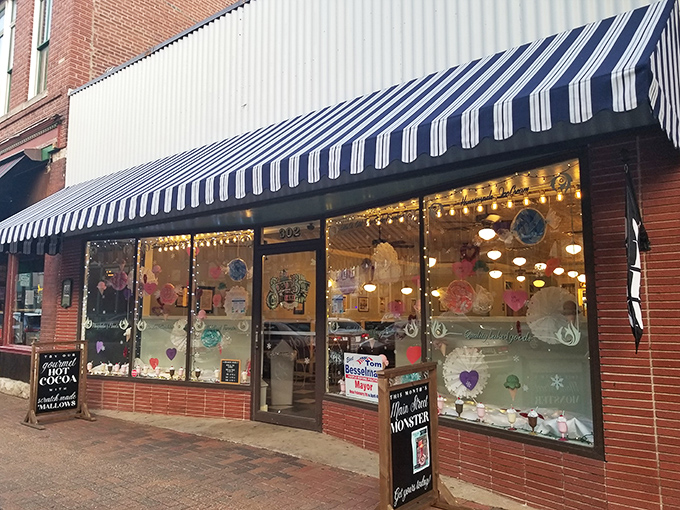 The classic striped awning and warm glow from within SugarBot Creamery beckons like a sweet siren call to anyone with a functioning sweet tooth.