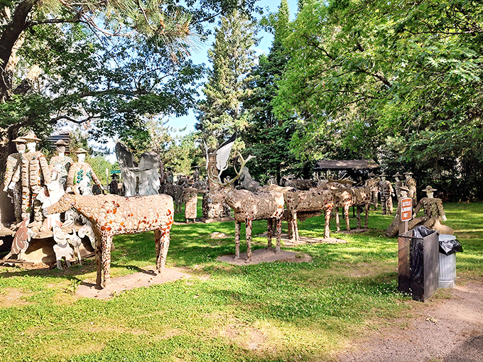 Welcome to Wisconsin's most delightfully bizarre roadside attraction, where concrete people have been having the same conversation since the Eisenhower administration.