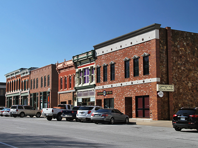 Historic charm meets small-town affordability along Neosho's main street, where brick buildings house local businesses that won't break your retirement budget.