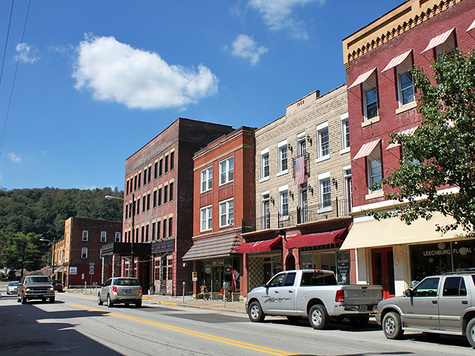 Market Street's historic brick buildings stand like sentinels of small-town charm, where rush hour means three cars at the stop sign.