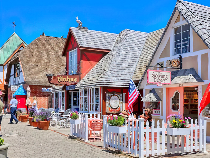 Windmills and Danish architecture against California mountains&mdash;like someone dropped Copenhagen into wine country and added perfect weather.