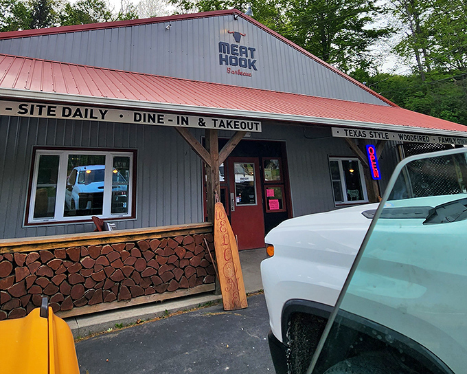 The unassuming exterior of Meat Hook BBQ promises Texas-style goodness with that cheerful ice cream cone sign&mdash;because what's a barbecue feast without dessert?