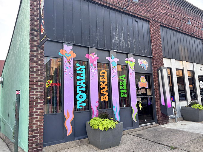 This psychedelic storefront promises pizza adventures that would make even the most jaded foodie do a double-take.
