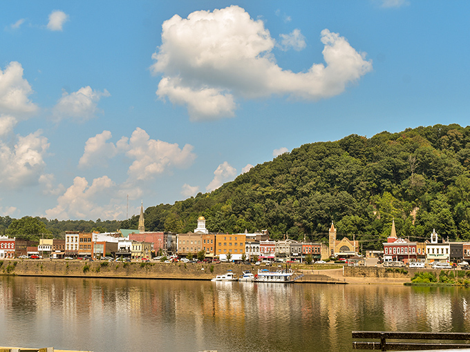 Pomeroy's riverfront skyline could be a postcard from simpler times, where the Ohio River flows as steadily as the town's welcoming spirit.