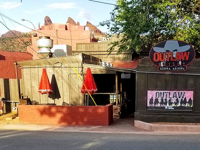 The Outlaw Grille's weathered wooden exterior isn't trying to impress anyone&mdash;it's too busy preparing to blow your taste buds away with honest-to-goodness flavor.