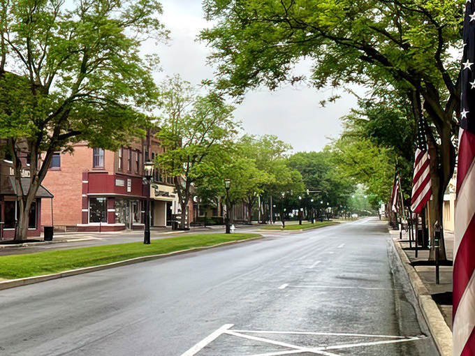 Main Street Wellsboro captures small-town America at its finest, with gas lamps lining a grassy median that feels like a Norman Rockwell painting come to life.