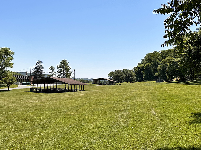 Sprawling green meadows invite you to kick off your shoes and feel the grass between your toes. Nature's carpet awaits at Oregon Ridge Park.