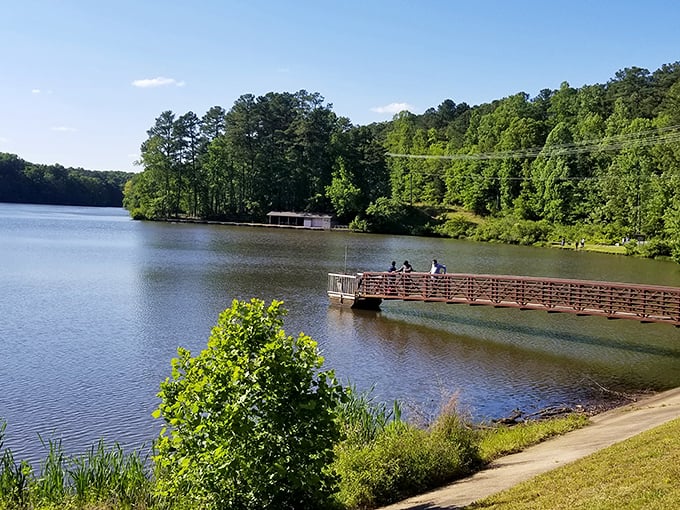 Nature's perfect mirror act! The still waters of Big Lake create a double dose of Carolina beauty, complete with a fishing pier that practically begs for your company.