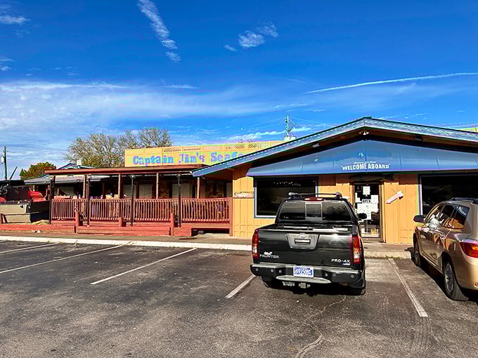 The unassuming exterior of Captain Jim's promises seafood treasures within, like finding Neptune's pantry tucked away in the Smoky Mountains.