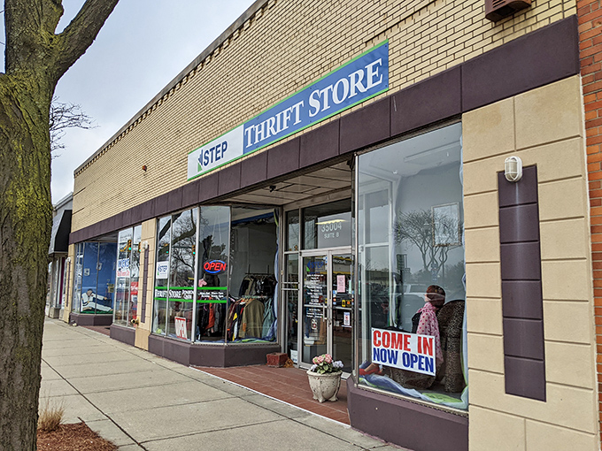The welcoming facade of Tried & True Thrift Store invites bargain hunters with its no-frills approach and promise of hidden treasures within.