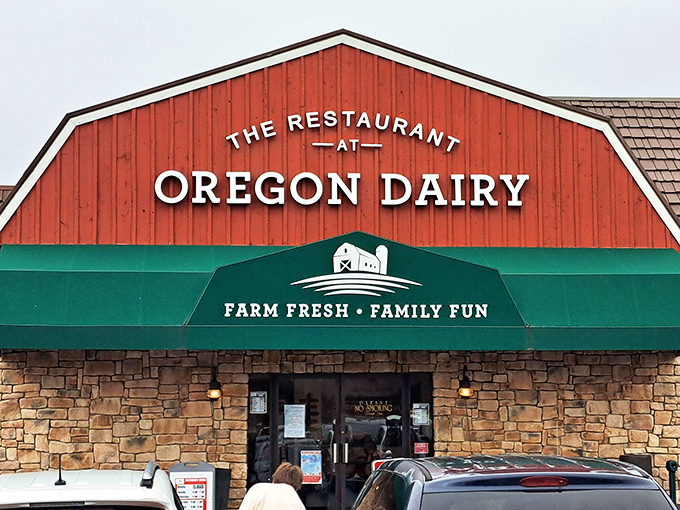 The iconic red barn exterior of Oregon Dairy welcomes you like an old friend. Farm fresh indeed&mdash;this place means business about comfort food.