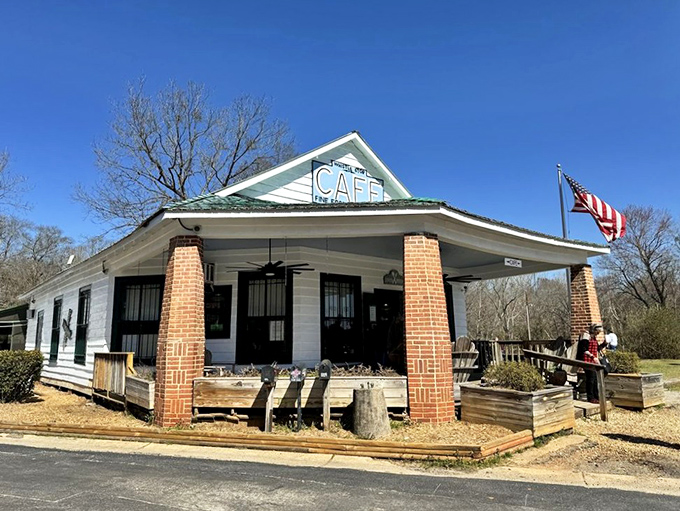 The quintessential Southern porch experience awaits at this charming white clapboard cafe. Those chairs aren't just for show&mdash;they're for savoring the anticipation.
