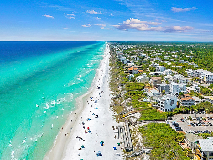 Seaside's coastline stretches like nature's infinity pool, where turquoise waters meet powdery white sand. Paradise isn't always overseas&mdash;sometimes it's just a road trip away. 