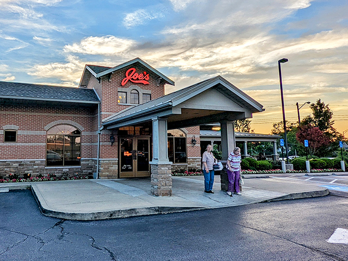 The iconic red "Joe's" sign beckons like a lighthouse for the sandwich-starved, promising delicious refuge from ordinary meals in Rocky River.