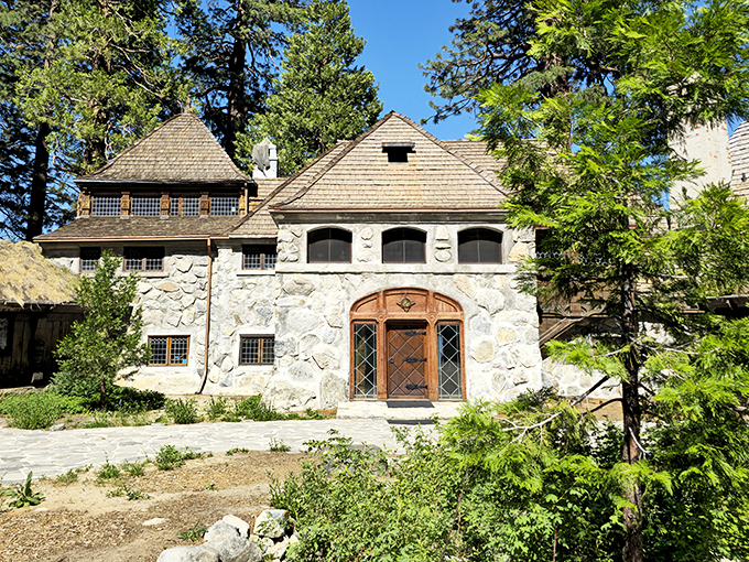 Stone meets wood in this architectural masterpiece. Vikingsholm's facade blends Scandinavian craftsmanship with Sierra granite, creating a castle that seems to have grown from the landscape itself.