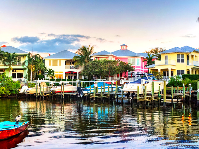 Colorful waterfront homes line Stuart's canals, where boats bob gently in the water like patient pets waiting for their next adventure.
