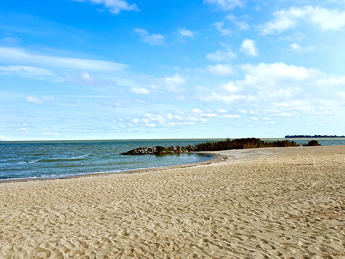 The gentle curve of Erie Beach's shoreline embraces Lake Erie's crystal waters like nature's perfect smile, inviting visitors to leave footprints and take memories.