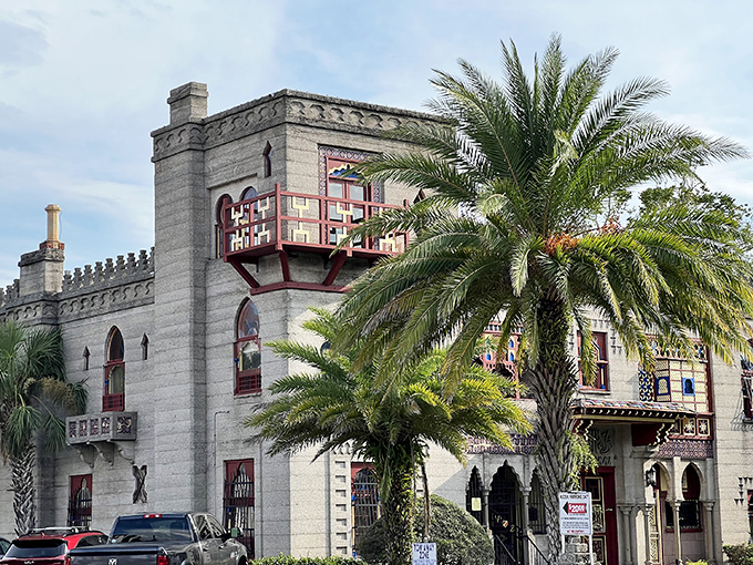 The castle that launched a thousand double-takes. Villa Zorayda's Moorish-inspired fa&ccedil;ade stands as St. Augustine's most unexpected architectural plot twist.