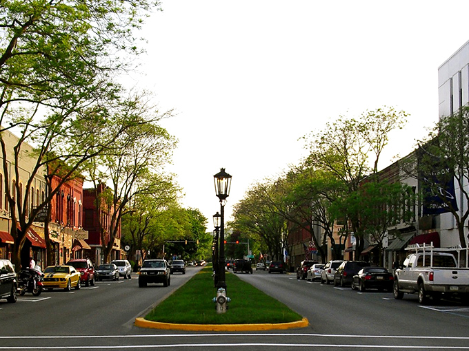 Main Street Wellsboro captures small-town America at its finest, with gas lamps lining a grassy median that feels like a Norman Rockwell painting come to life.
