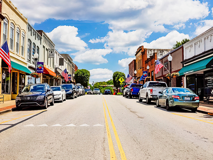 Downtown York's vibrant murals tell stories without saying a word. This colorful streetscape blends historic architecture with modern artistic expression.