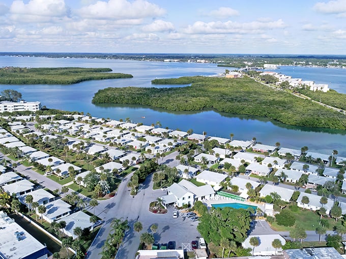 Aerial paradise where golf courses meet waterways. Englewood's landscape is like nature's own retirement brochure come to life.