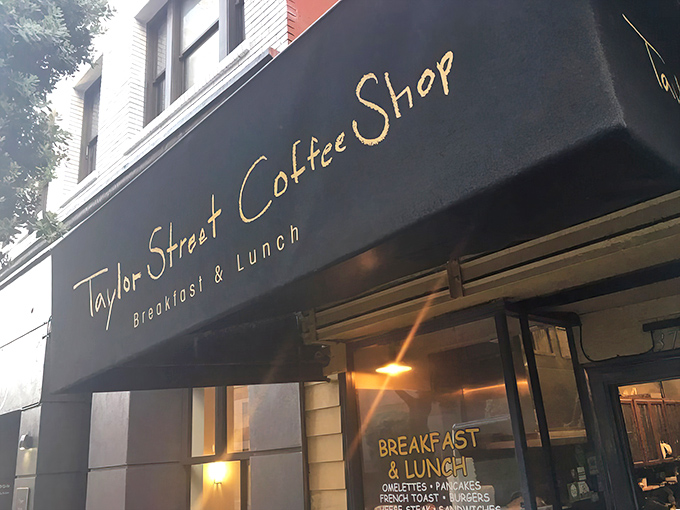 The unassuming black awning of Taylor Street Coffee Shop beckons like a secret handshake among breakfast aficionados. This modest storefront hides culinary treasures within. 