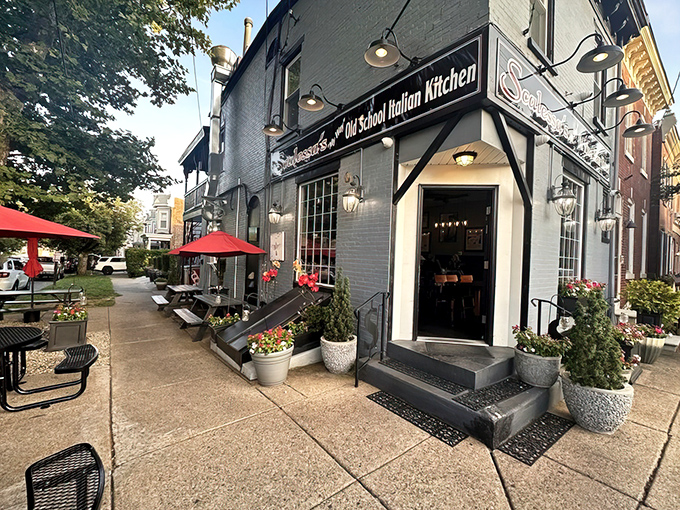 The charming gray exterior of Scalessa's beckons with red umbrellas and potted flowers, like a little slice of Italian hospitality on a Wilmington corner.