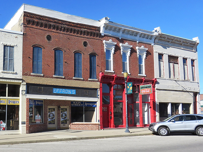 Historic storefronts line Mitchell's Main Street, where time seems to slow down and every brick tells a story of small-town Americana.