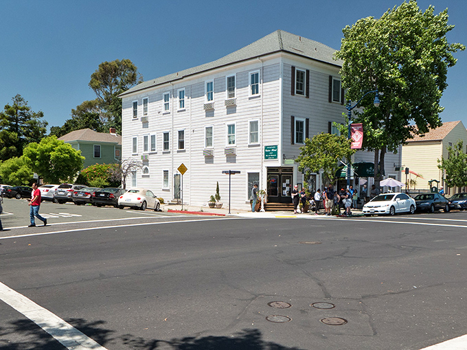 Historic buildings line First Street in downtown Benicia, where time seems to move at a more civilized pace than the rest of the Bay Area.