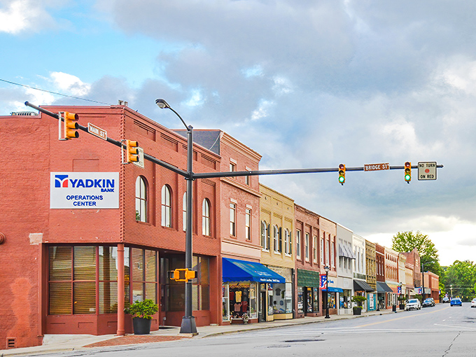 Main Street Elkin stretches before you like a Norman Rockwell painting come to life, complete with historic brick buildings and that unmistakable small-town charm.