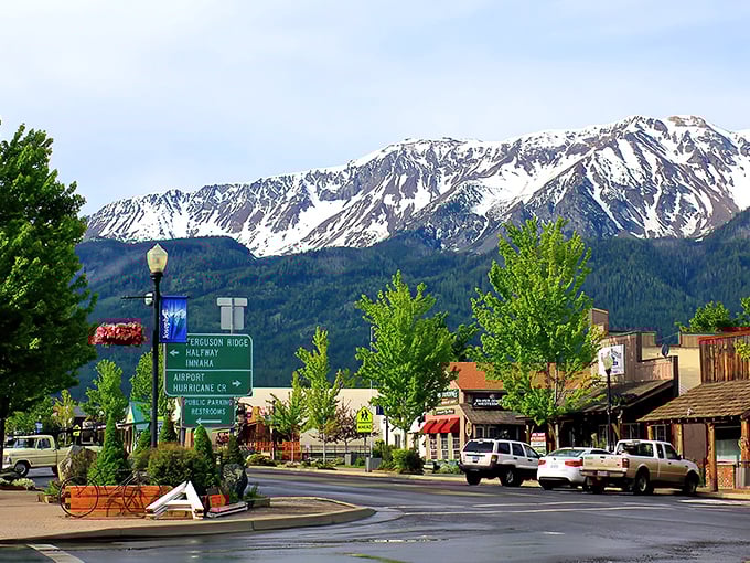 Downtown Joseph greets visitors with a postcard-perfect view of the Wallowa Mountains. Switzerland called&mdash;it wants its scenery back.