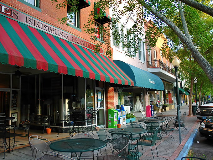 Aiken Brewing Company's iconic red and green awning isn't just eye-catching&mdash;it's a beacon for thirsty travelers seeking craft beer and conversation on Laurens Street.