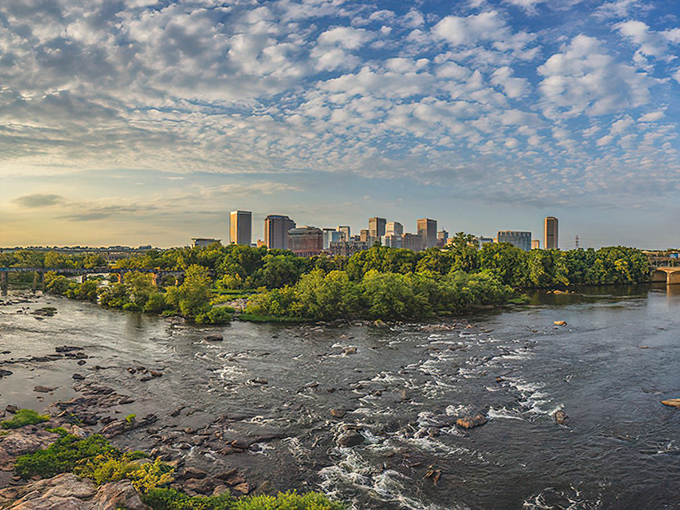 The Fan District's colorful row houses stand like a box of architectural crayons spilled across Richmond's most charming neighborhood. Southern charm meets urban sophistication.